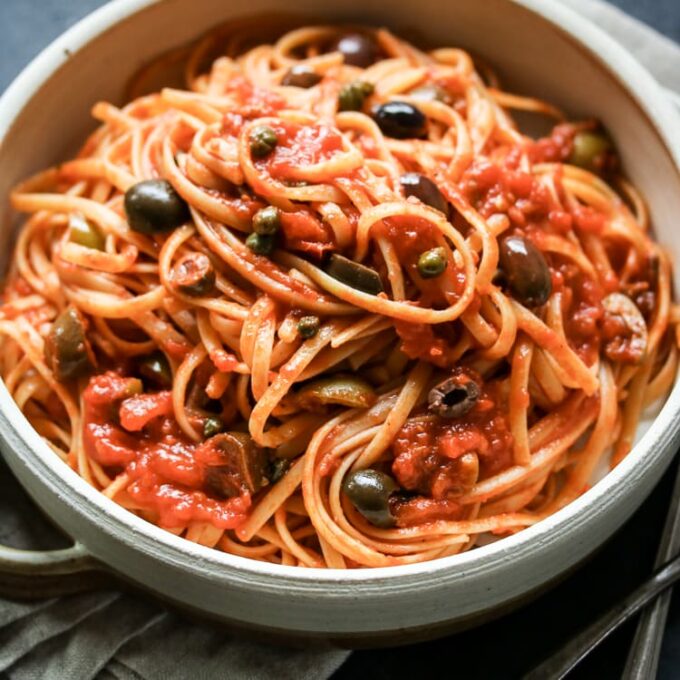 Linguine Puttanesca Recipe - The Wanderlust Kitchen