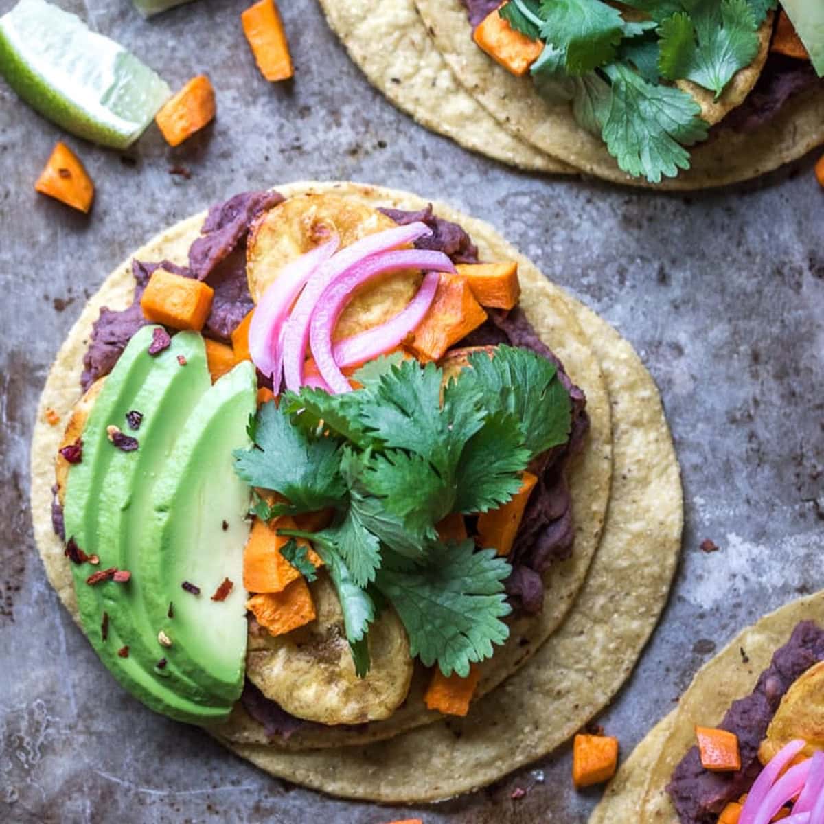 Roasted Plantain and Sweet Potato Tostadas Recipe - The Wanderlust Kitchen