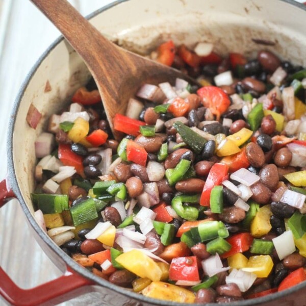 Mexican Three Bean and Three Pepper Salad Recipe - The Wanderlust Kitchen