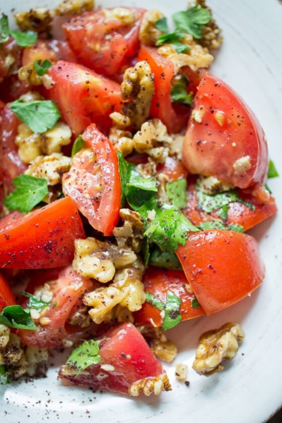10 Minute Tomato and Walnut Salad - The Wanderlust Kitchen